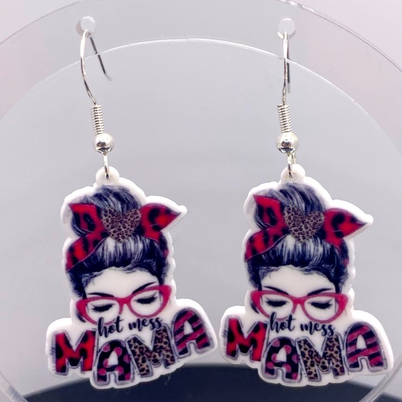 Jewelry | Hot Mess Mama Cute Earrings With Sterling Silver Hooks | Poshmark